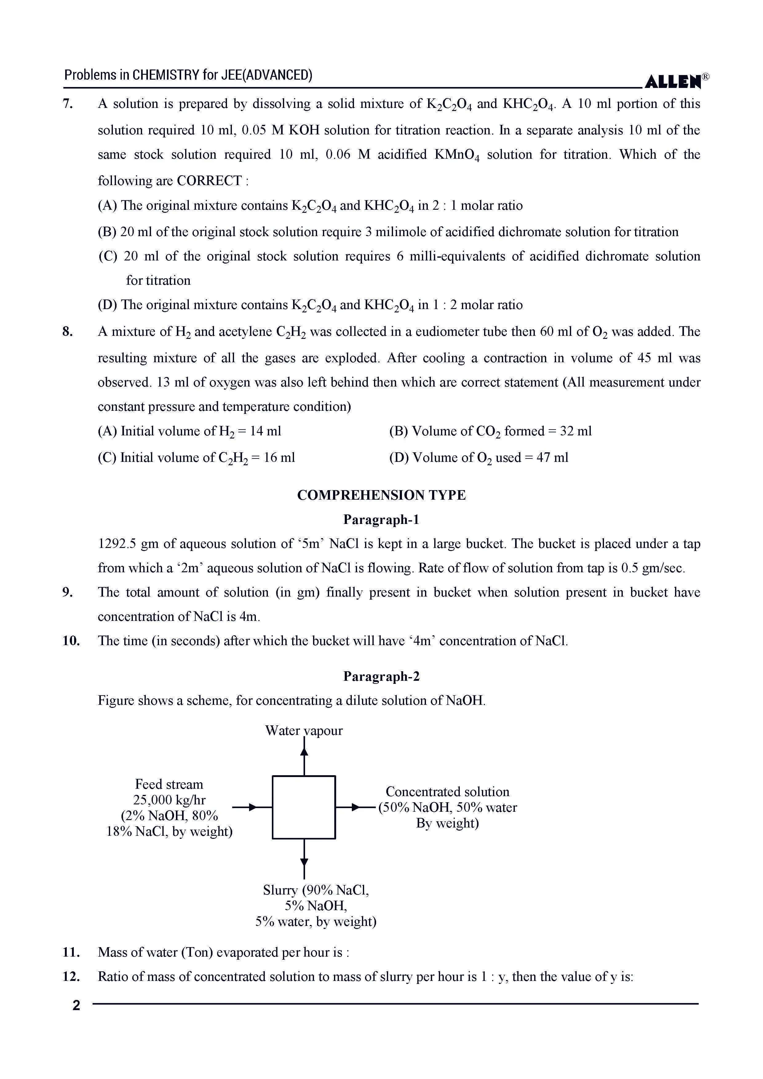 JEE Advanced Problems in Chemistry with Answer Key – ALLEN E-Store