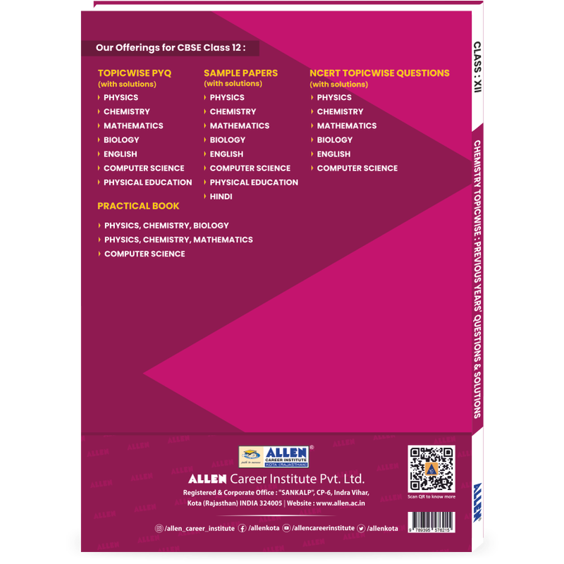 CBSE Class 12th Chemistry Previous Years Solved Papers - Topicwise – Allen E-Store
