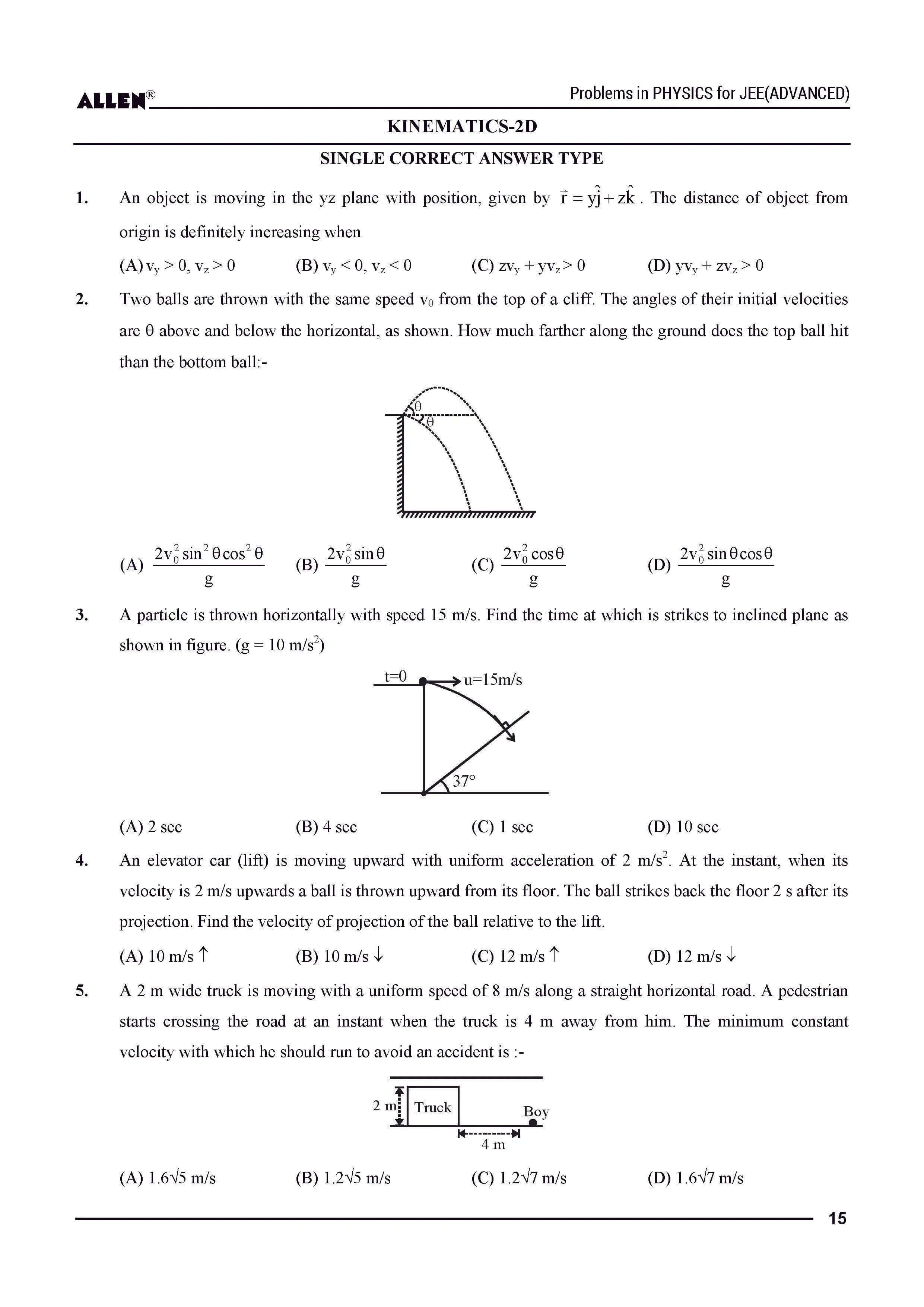 JEE Advanced Problems in Physics with Answer Key – ALLEN E-Store