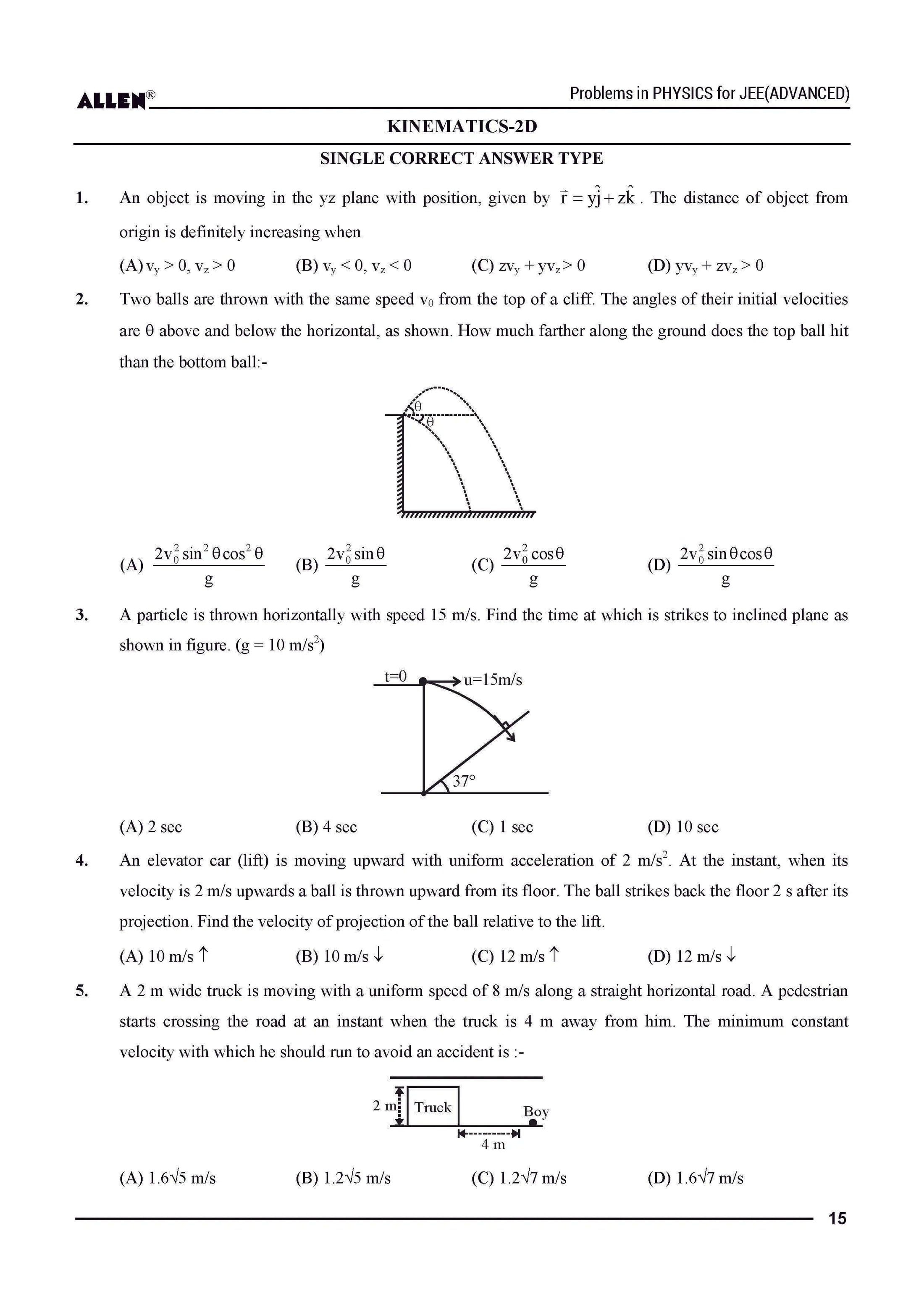 JEE Advanced Problems in Physics with Answer Key – ALLEN E-Store