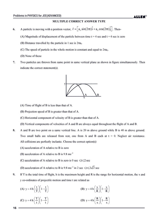 JEE Advanced Problems in Physics with Answer Key – ALLEN E-Store